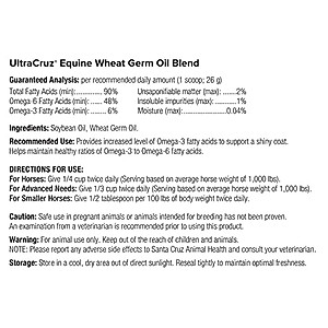 UltraCruz Wheat Germ Oil Blend Supplement for Horses and Livestock, 1 Gallon (125 Day Supply)