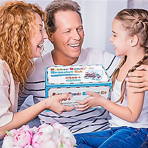 Inscraft 17500+ Rubber Loom Bands with 3 Layer Blue Container, 28 Colors, 600 S-Clips, 352 Beads, 40 Cartoon Pendant, Bracelet Making Refill Kit for Kids