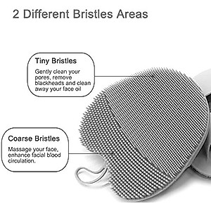 Pure Silicone Body Massage Brush Body Wash Bath Shower Tool, with Super Soft Manual Facial Cleansing Brush Scrubber