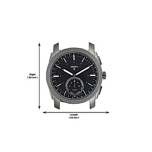 Fossil Men's 45mm Machine Stainless Steel Hybrid Smart Watch, Color: Smoke (Model: FTW1166)