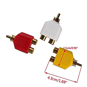 yueton 4pcs RCA Y Splitter Adapter 2 Female to 1 Male for Audio Video Av Tv Cable Convert