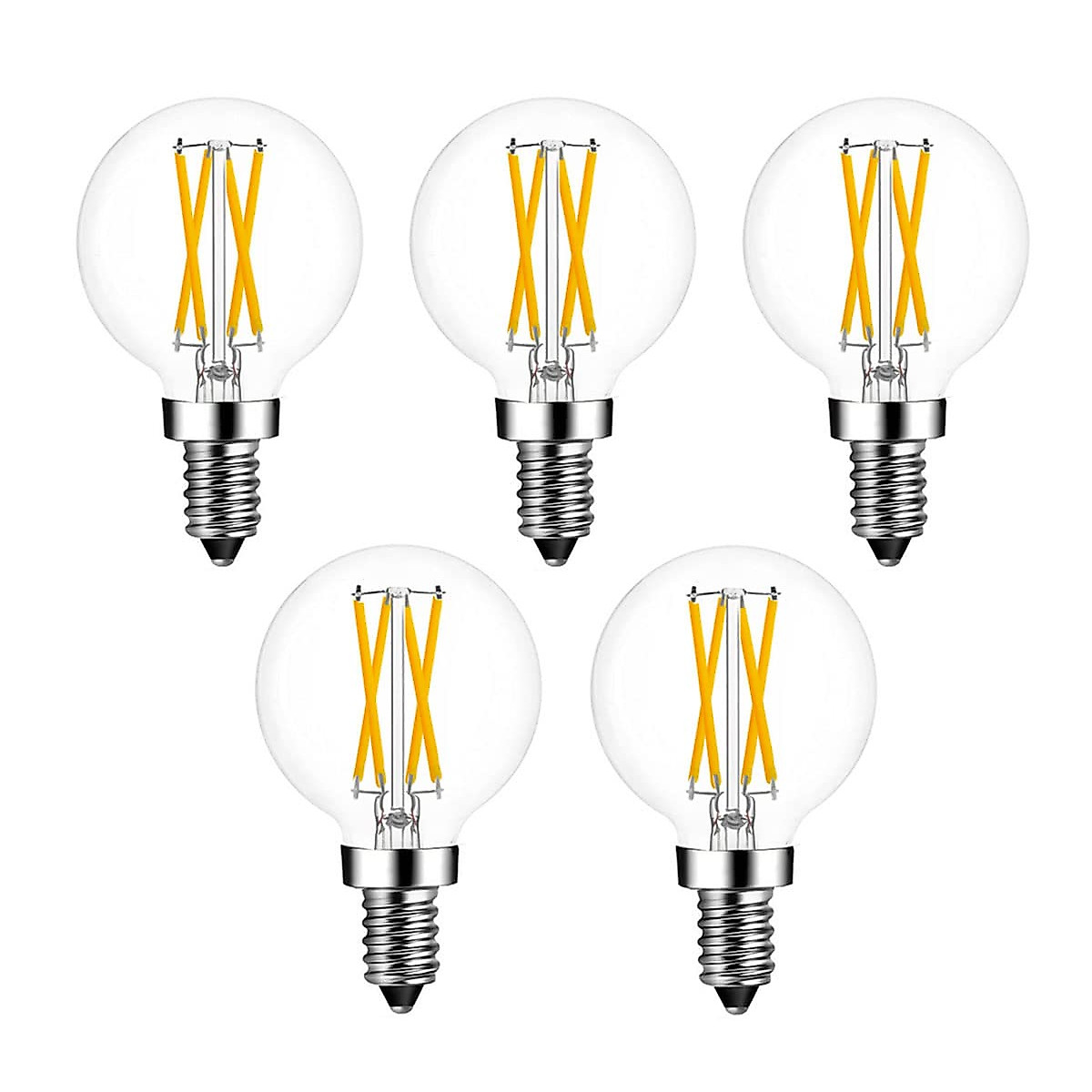 Dimmable E12 Candelabra LED Edison Bulbs, 4W Equal to 40 Watt G16.5 Mini Globe Light Bulbs, 2700K Warm White, E12 Mini Globe Bulb for Chandeliers, Ceiling Fan, Pendant 5-Pack