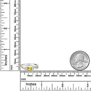 925 Sterling Silver and 10K Yellow Gold Yellow Sapphire and White Lab Grown Diamond 3 Stone Engagement Ring For Women (0.59 Cttw, Gemstone September Birthstone, Available In Size 5, 6, 7, 8, 9)