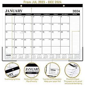 Desk Calendar 2023-2024 - 2023-2024 Desk Calendar, July 2023 - December 2024, 18 Monthly Desk/Wall Calendar 2-in-1,16.8" x 12", Thick Paper with Corner Protectors, Large Ruled Blocks - Classic Black