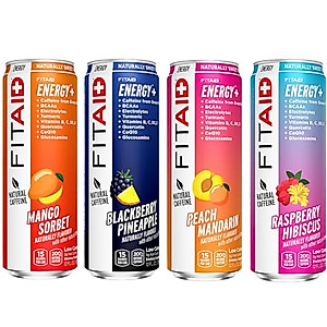 LIFEAID FITAID Energy, 200mg Natural Caffeine, Keto, Variety Pack, Optimum Performance Formula: BCAAs, Quercetin, Electrolytes, Omega-3s, 15 Calories, Paleo, Vegan & Gluten-Free, 12 Fl Oz (Pack of 12)
