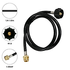 Uniflasy 7645 Cast Iron Cooking Grates Propane Tank Adapter Hose 5 Feet 1lb to 20lb Converter for Weber Q200, Q220, Q2000, Q2400 Series Gas Grills