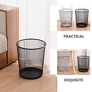 DOITOOL Metal Mesh Waste Basket, Black Wire Mesh Wastebasket for Home or Office, Round Mesh Small Trash Can for Under Desk, Kitchen, Bedroom, Den, or Recycling Can ( 12L )