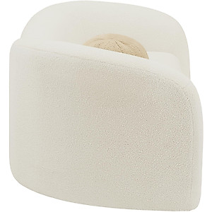 Meridian Furniture 186Cream-L Kali Collection Modern | Contemporary Loveseat with Soft Cream Faux Shearling Teddy Fabric, Curved Back, 62" W x 33" D x 27" H, Cream