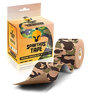 Sparthos Kinesiology Tape [Forest Camo - 16.4ft Uncut Roll] x Ice Packs for Injuries [Size Medium + Cover]