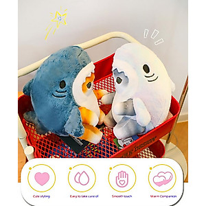 XIZHI 8.6" Shark Cat Plush Doll Stuffed Shark Animal Soft Cat Plush Pillow Toy Soft Plush Toy Gift for Kids and Adults Birthday (Blue Gold)