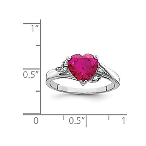 Gem And Harmony Lab-Created Ruby Heart Promise Ring in Sterling Silver
