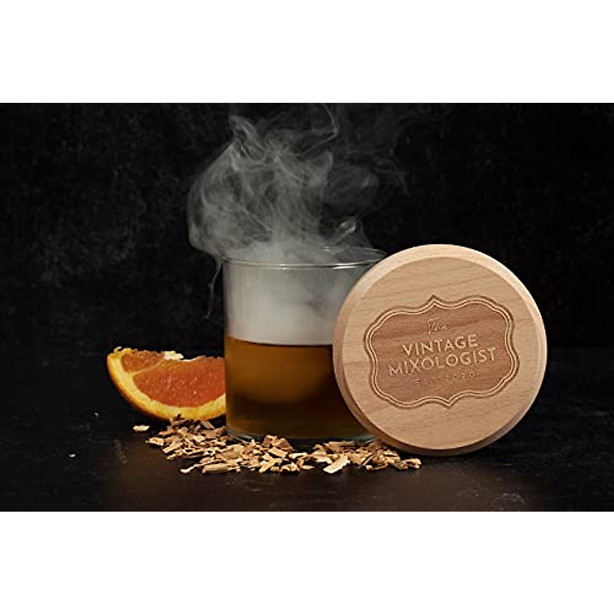 Vintage Mixologist Cocktail Smoker with 4 Pack of Smoking Chips | Oak, Cherry, Apple, and Hickory | Infuse Cocktails, Wine, Whiskey, Cheese, and more | Smoking Glass Cloche