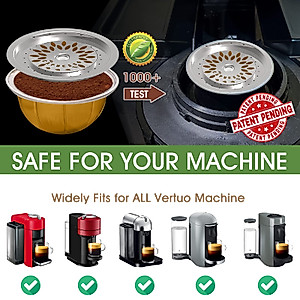 CAPMESSO Reusable Coffee Capsule Lid to Reuse Vertuoline Pods,Refillable Vertuo Capsules Cap Disc on All VertuoLine Machines- Bottom Capsules are Not included! (1*CAP + 1*BRUSH)