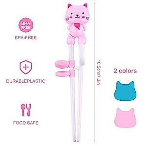 Abeillo 2 Pairs Animals Training Chopsticks for Beginners Adults, Reusable Training Chopsticks with Chopstick Helper for Kids Learning Chopstick