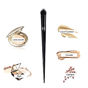 ENERGY Precision Concealer Brush Under Eye Nose Contour Foundation Brush for Liquid Cream Foundation Powder Eyebrow Concealer Blending Baking Buffing Vegan Premium Synthetic Makeup Brush Black