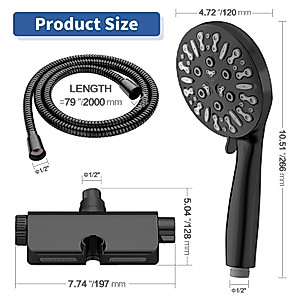 JONKEAN Filtered Shower Head with Handheld Spray Combo, Dual 2 in 1 Spa Shower Heads with Filter for Hard Water, Multi-Functional High Pressure Filtering Shower with Extra Long Hose (Matte Black)