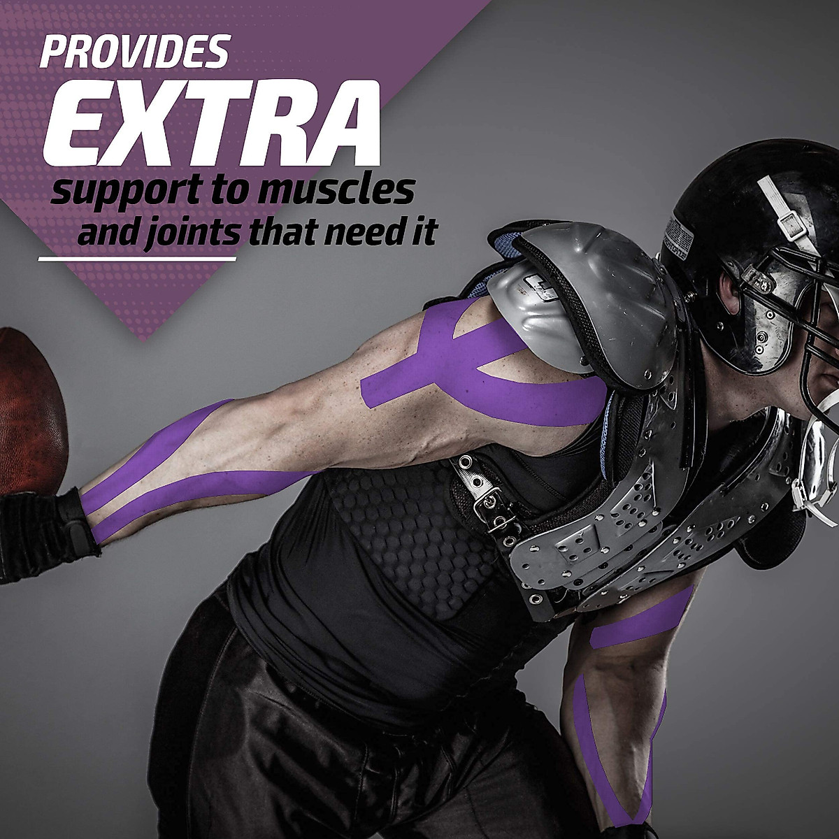 Physix Gear Sport 4 Rolls of Kinesiology Athletic Tape and eGuide (Red + Purple + Blue + Pink)