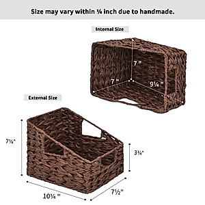 GRANNY SAYS Wicker Storage Baskets, Waterproof Wicker Basket with Handles, Trapezoid Woven Storage Bins for Organizing, Decorative Wicker Basket, Brown, 2-Pack