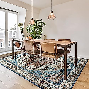 Gertmenian Indoor Printed Tufted Area Rug 5x7 Standard, No Slip Home Décor Rug for Entryway, Bedroom, Living Room, Center Medallion, Soha Blue, 25047