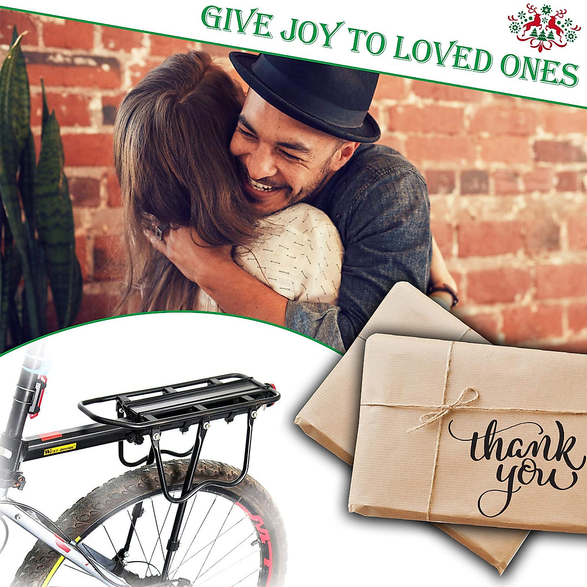 West Biking 110Lb Capacity Almost Universal Adjustable Bike Cargo Rack Cycling Equipment Stand Footstock Bicycle Luggage Carrier Racks with Reflective Logo