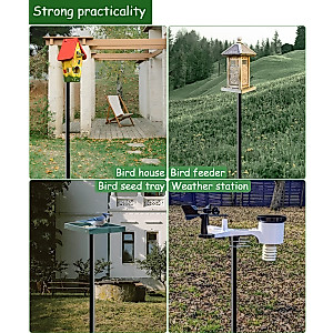 Mokeyder 105 Inch Bird House Pole Mount Kit, Adjustable Heavy Duty Bird Feeder Pole for Outdoors, Universal Mounting Post Set with 5-Prong Base, Black, 1 Pack
