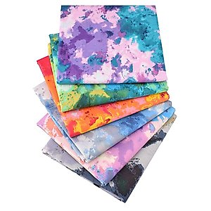 Qimicody Fat Quarters Fabric Bundles, 6 Pcs 100% Cotton 20” x 20” (50cmx50cm) Precut Quilting Fabric Squares Sheets for DIY Patchwork Sewing Quilting Crafting, No Repeat Design (Batik Pattern)