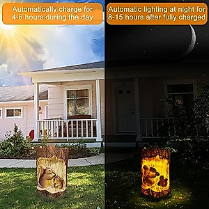 KagoLing Solar Garden Lights, Garden Decor Squirrel Lawn Ornaments Waterproof LED Tree Stump Garden Decorations Outdoor Decoration Landscape Lights for Garden,Patio,Backyard,Lawn,Pathway,Ground