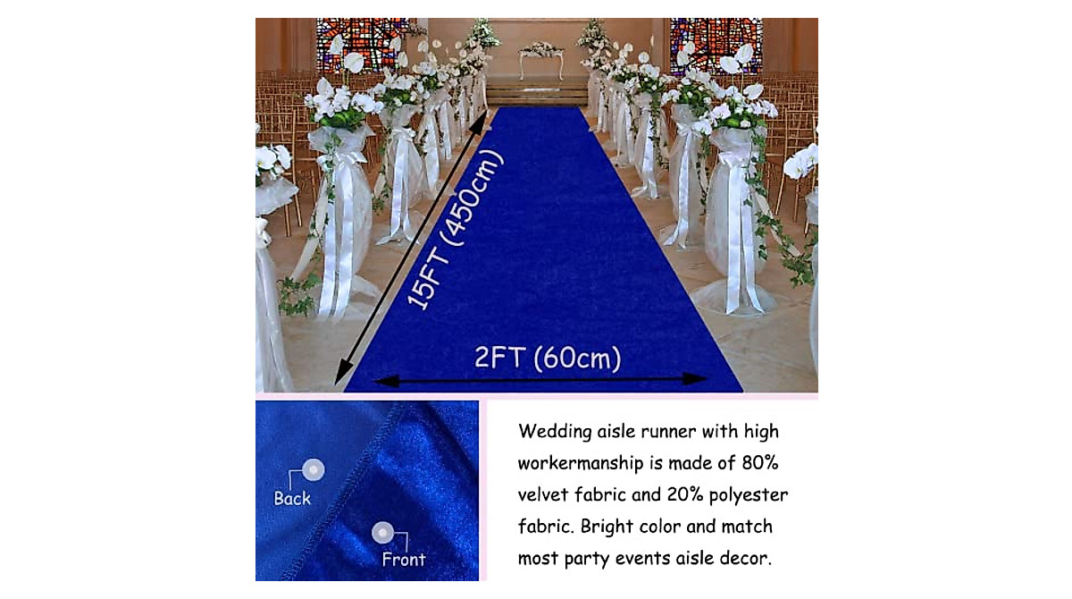 Wedding Aisle Runner in Royal Blue - Luxurious & Reusable Decor