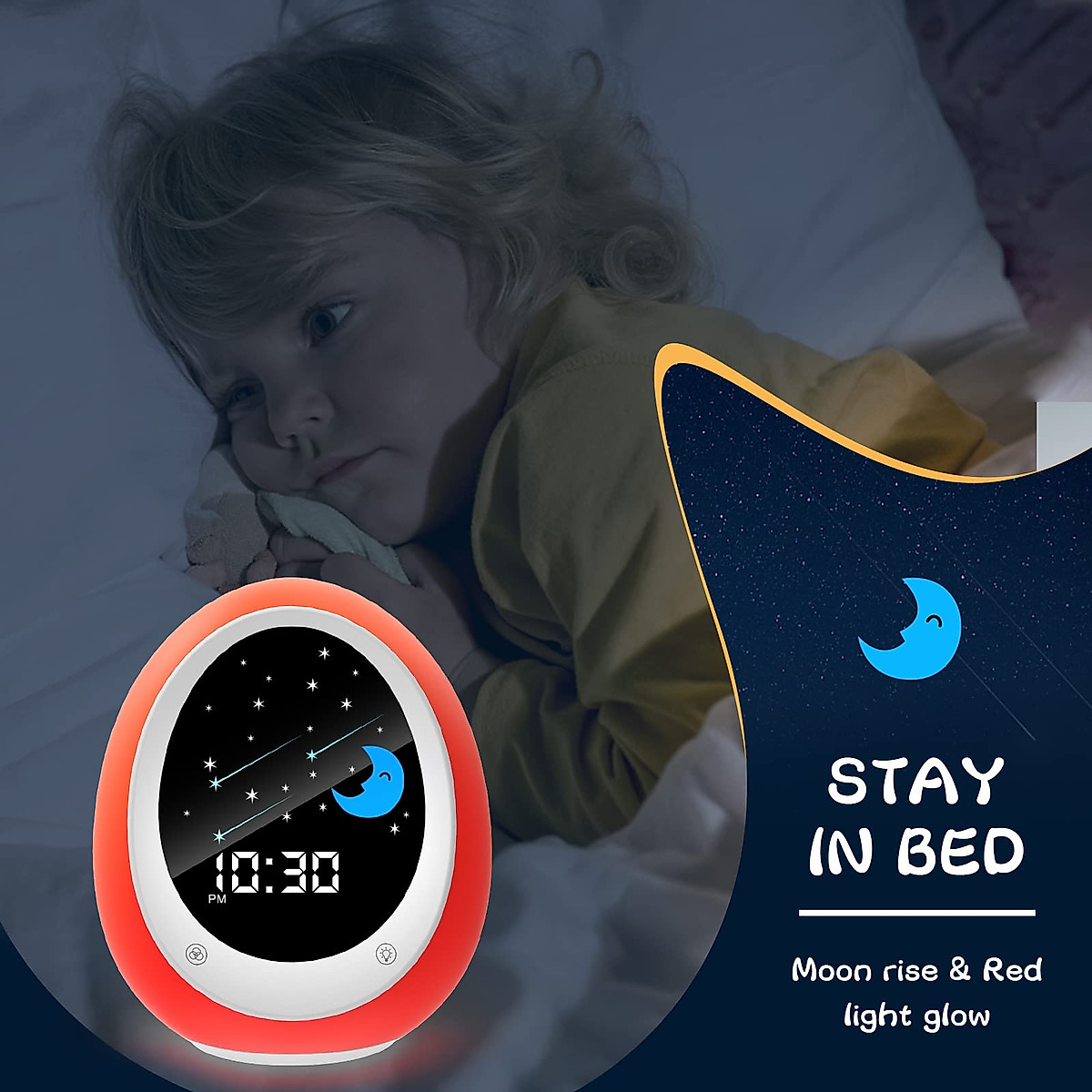 I·CODE Meteor Routine Helper Sleep Trainer, Kids Alarm Clock, Nursery Noise Machine & Night Light with Nap Timer for Younger Children