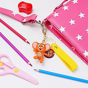 Zgwafdww Animal Plastic Keychain Set - Adorable Cat and Mouse Designs, Perfect for Backpacks and Keys.(2.2inches pack of 2