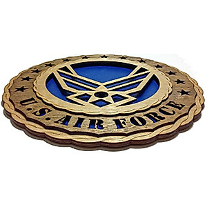 Contemporary Air Force Wings Armed Forces Decorative Custom Laser Crafted Three Dimensional Wooden Wall Plaque