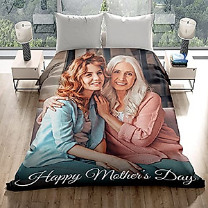 EastArts Happy Mothers Day Throw Blanket Customized Using Your Own Photos, Personalized Gifts for Mom from Daughter Son Kids, Custom Blanket with Picture for Grandma as Mom Gifts Present and Souvenir