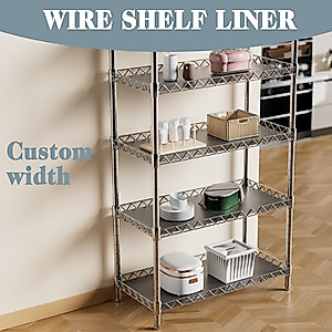 FLPMIX Wire Shelf Liner 16 inch Wide, Standard Size (16 by 197 Inch, Transparent Grey), Waterproof Pantry Shelf Liner, Thick Plastic Kitchen Cabinets Liner for Wire Racks, Heavy Duty Metal Shelves