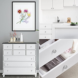 OctinPris 4X Satin Brushed Nickel Knobs Cabinet Hardware Round Mushroom Knob Wardrobe Drawer Pull Handles 30mm/1.18" for Kitchen Cupboard Furniture Chest Door Dresser Bathroom