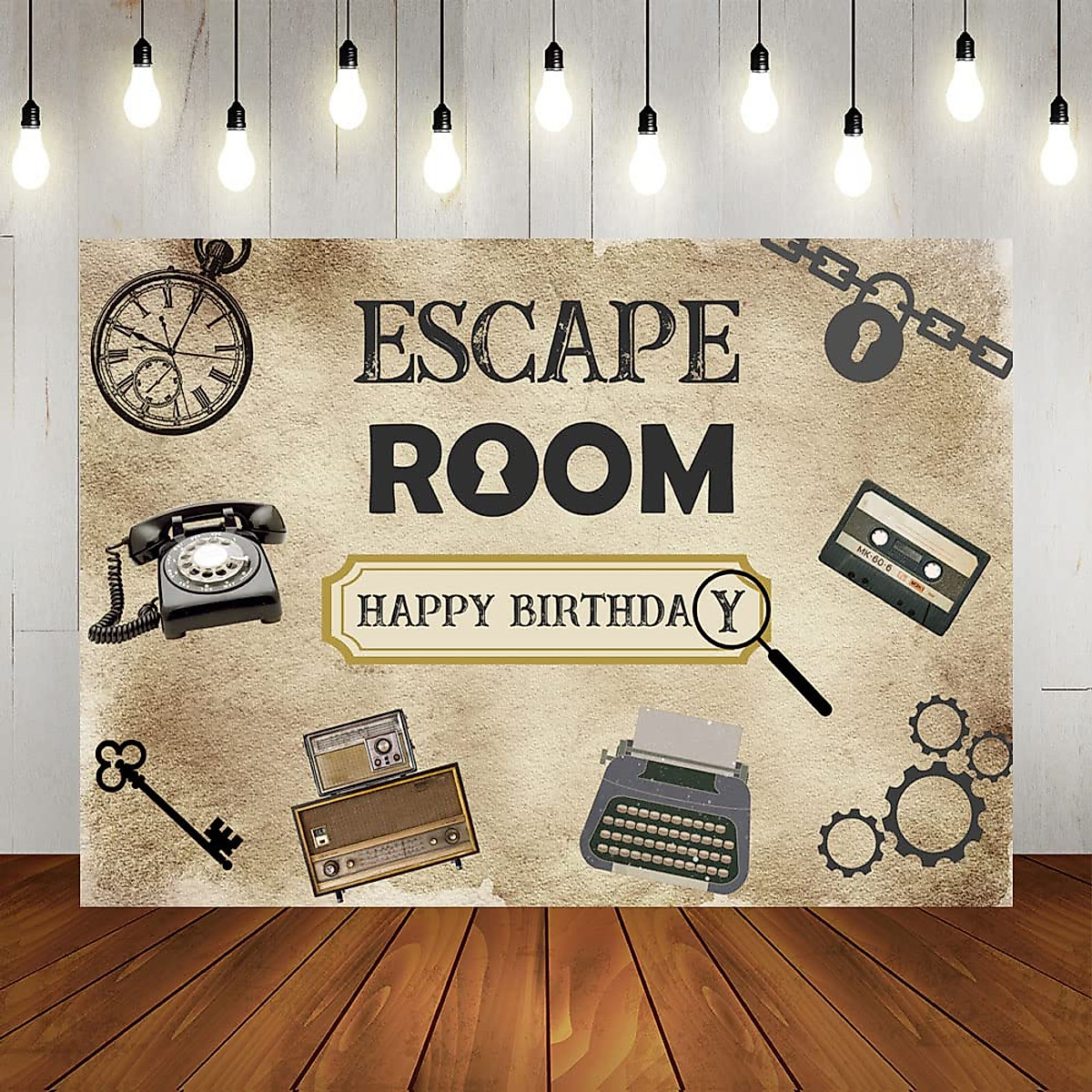 Lofaris Detective Theme Birthday Backdrop Escape Room Party Background Mystery Investigation Analysis Top Secret Birthday Party Supplies Decoration Photo Booth Studio 7x5ft