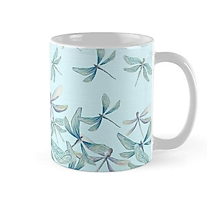 Dragonfly Blue Coffee Mug 11oz & 15oz Ceramic Tea Cups White