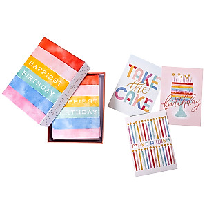 Graphique Birthday Assorted Cards | Pack of 20 Blank Cards with Envelopes | Family and Friends | 4 Assorted Designs with Holographic Foil Accents | Boxed Set for Personalized Notes | 4.25" x 6"