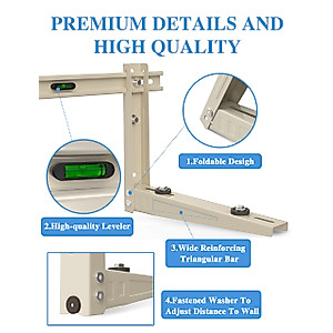 Mini Split Wall Mounting Bracket Outdoor, for 7000-12000 BTU Universal Ductless Air Conditioners, Heat Pumps, Compressors & HVAC Systems, Heavy-Duty Foldable Mini Split Bracket Max 400 Lb Capacity