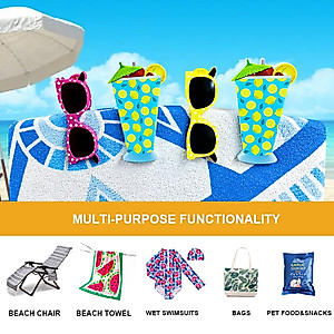 Kirmoo 4 Pieces Beach Towel Clips for Beach Pool & Cruise Chairs Cocktail Sunglasses,Plastic Clothes Pins Beach Towel Holders Secure Clips Set of 4 (Cocktail and Sunglasses)