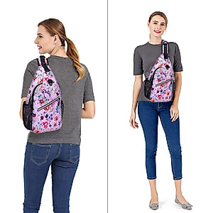 MOSISO Sling Backpack, Multipurpose Travel Hiking Daypack Rope Crossbody Shoulder Bag, Lobularia Maritima