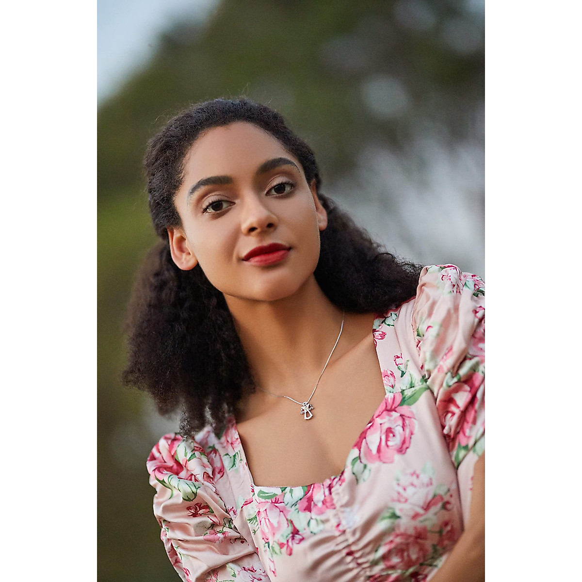 RUKYF 925 Sterling Silver Cubic Zirconia Guardian Angel Pendant Necklace for Women Rose Gold Heart Jewelry Unique Gifts for Women