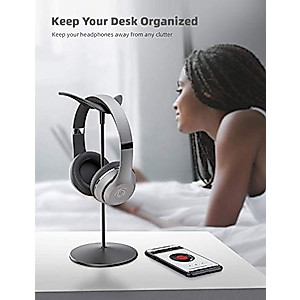 Lamicall Headphone Stand, Desktop Headset Holder - Desk Earphone Stand, for All Headsets Such as Airpods Max, HyperX Gaming Headphones, Beats/Sony/Sennheiser Music Headphones - Black