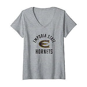Womens Emporia State University ESU Hornets Large V-Neck T-Shirt