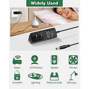 JOVNO 6V 1A DC Power Supply, AC to DC 6 Volt 1Amp 0.8A 0.5A 450mA Adapter Cord with 5.5x2.5mm Tip, for Arm Monitor Soap Dispensers Trash Can Doorbell Alarm Shaver Lamp Clock Baby Monitor/Swing