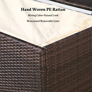 Verano Garden Outdoor Patio Storage Box Waterproof,120 Gallon Large Deck Box Wicker Storage Bin for Cushions, Garden Tools, Toys, Espresso Brown