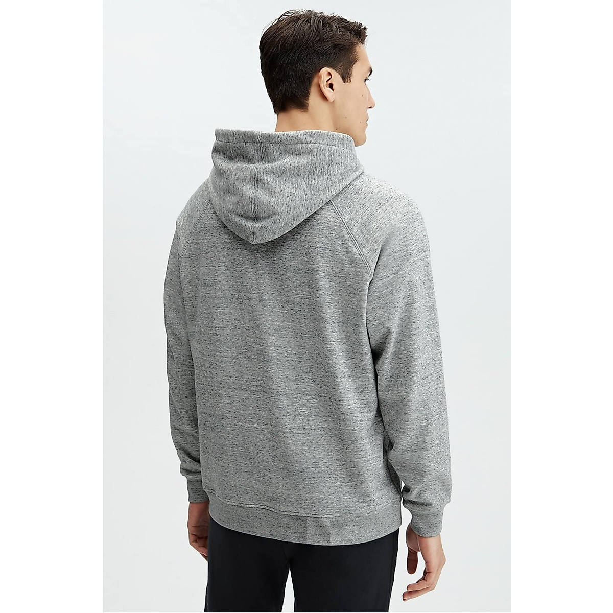 Fabletics Men's The Postgame Hoodie, Sport, Sweatshirt, Pullover, External Pocket, Cozy Fleece, S, Grey Heather