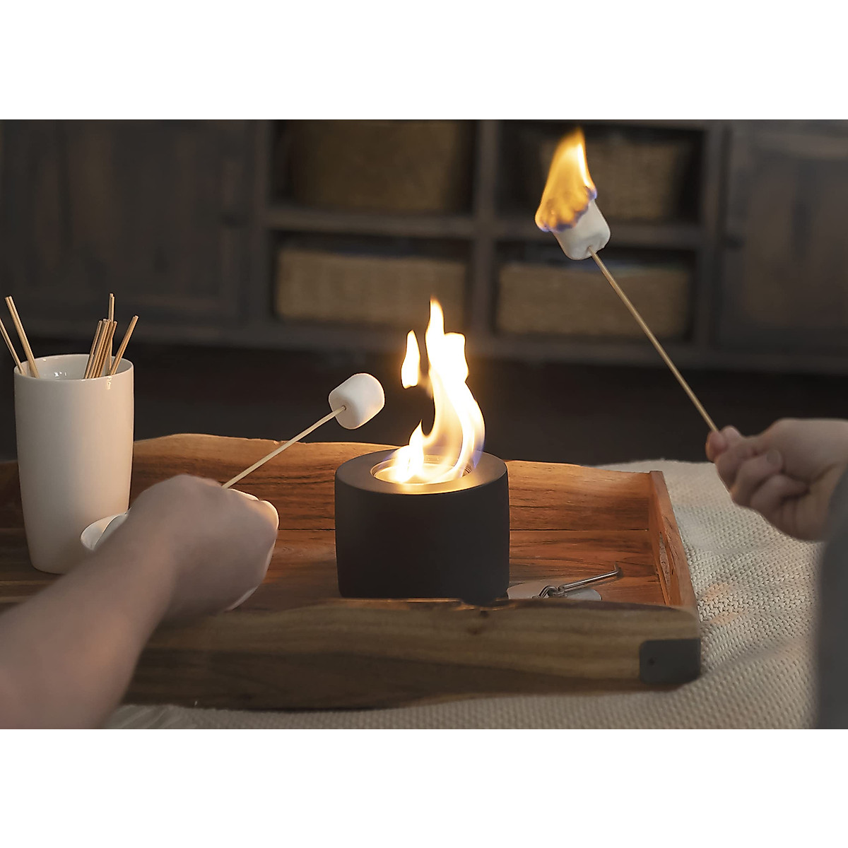 Ang Lifestyle Products Tabletop Fire Pit Rubbing Alcohol Fireplace Fireplace for Indoor and Outdoor Small Mini Smores Maker Mini Fire Pit Concrete Bowl Fire Pit Bowl Black