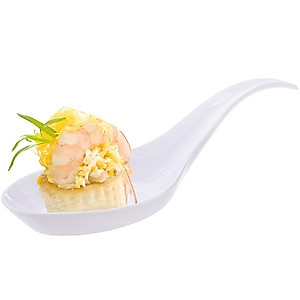 Kingrol 200 Plastic Appetizer Spoons, Disposable Tasting Spoons for Desserts, Hors d'oeuvres, Soups, Sushi, Dipping Sauces - White