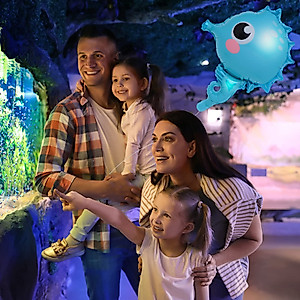 10 Pieces Sea Animals Balloons Ocean Foil Balloons Large Fish Balloons Cartoon Sea Creature Balloons for Boys Girls Under The Sea Themed Birthday Party Baby Shower Decorations, 10 Styles