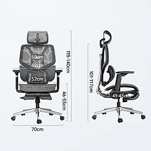 Hbada Ergonomic Office Chair with Elastic Adaptive Lumbar Support, High Back Office Chair with High-Density Mesh, Backrest Height Adjustable Desk Chair with 3D Armrests and Footrest, Black